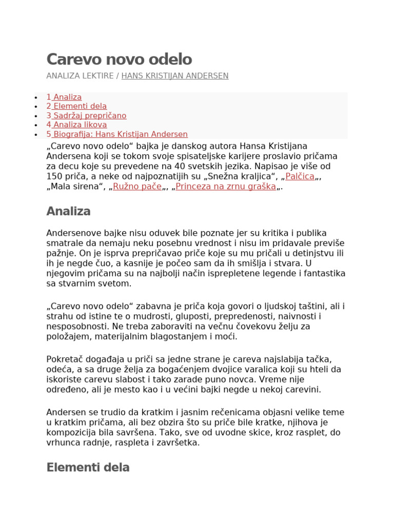 Carevo Novo Odelo | PDF