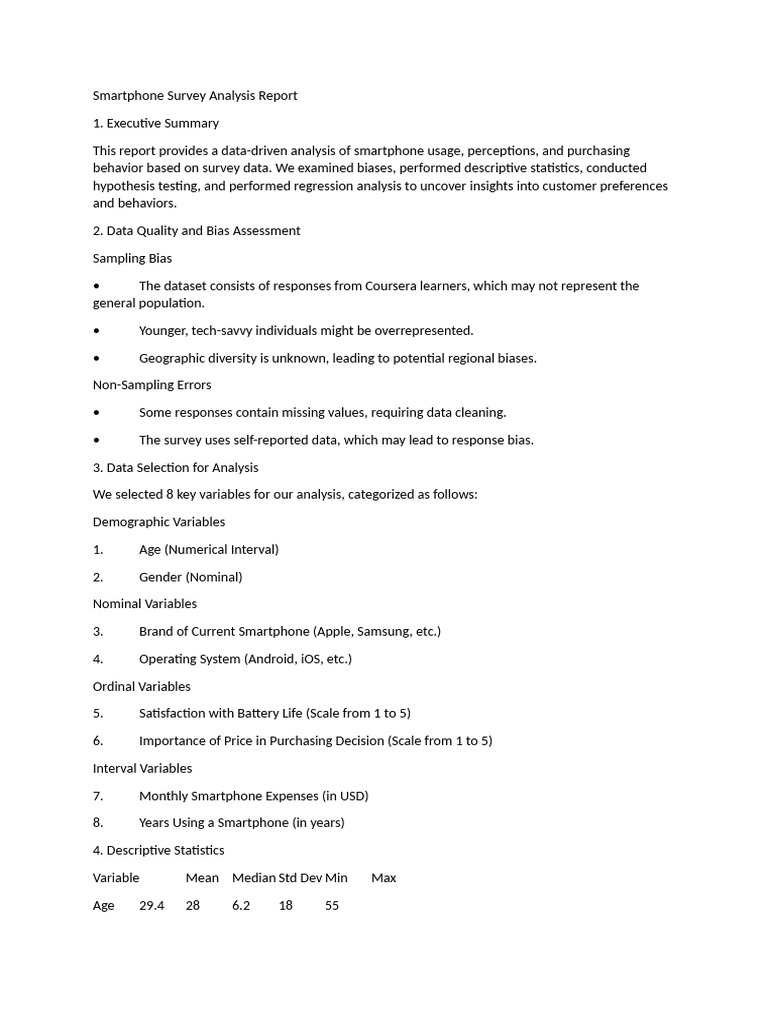 Smartphone Survey Analysis Report | PDF | Statistics | Chi Squared Test