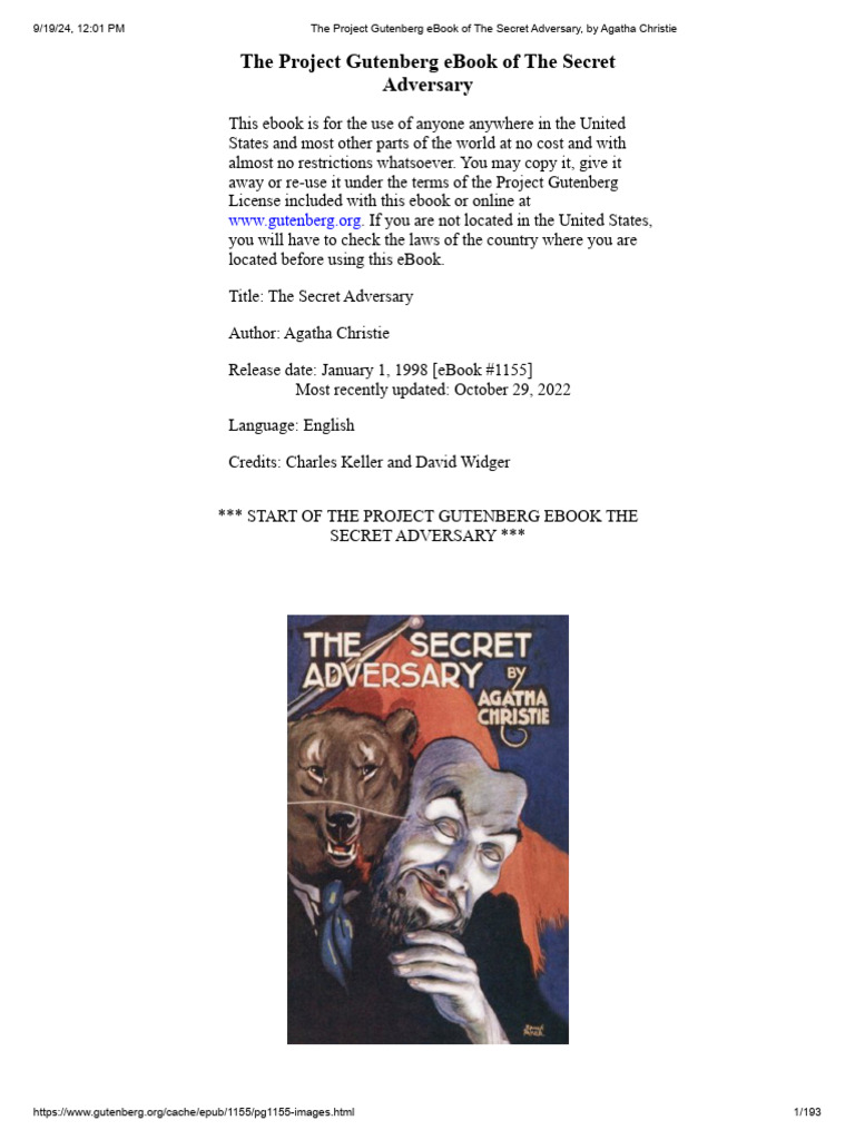 The Secret Adversary, by Agatha Christie | PDF