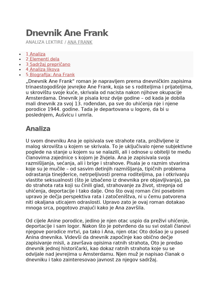 Dnevnik Ane Frank | PDF