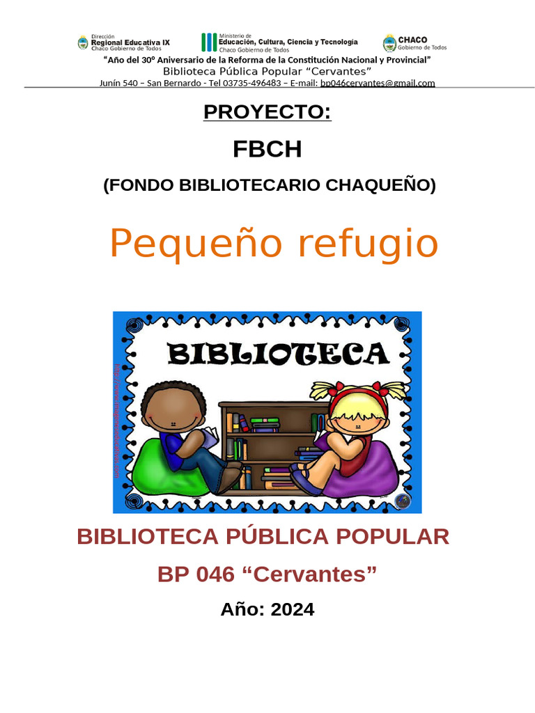 Proyecto FBCH-2024 | PDF | Bibliotecas | Biblioteca Pública