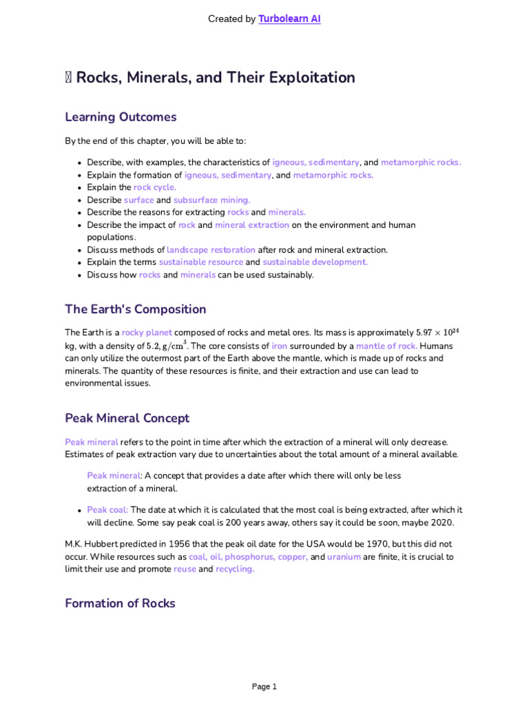 Rocks, Minerals, and Environmental Impact | PDF | Rock (Geology) | Mining