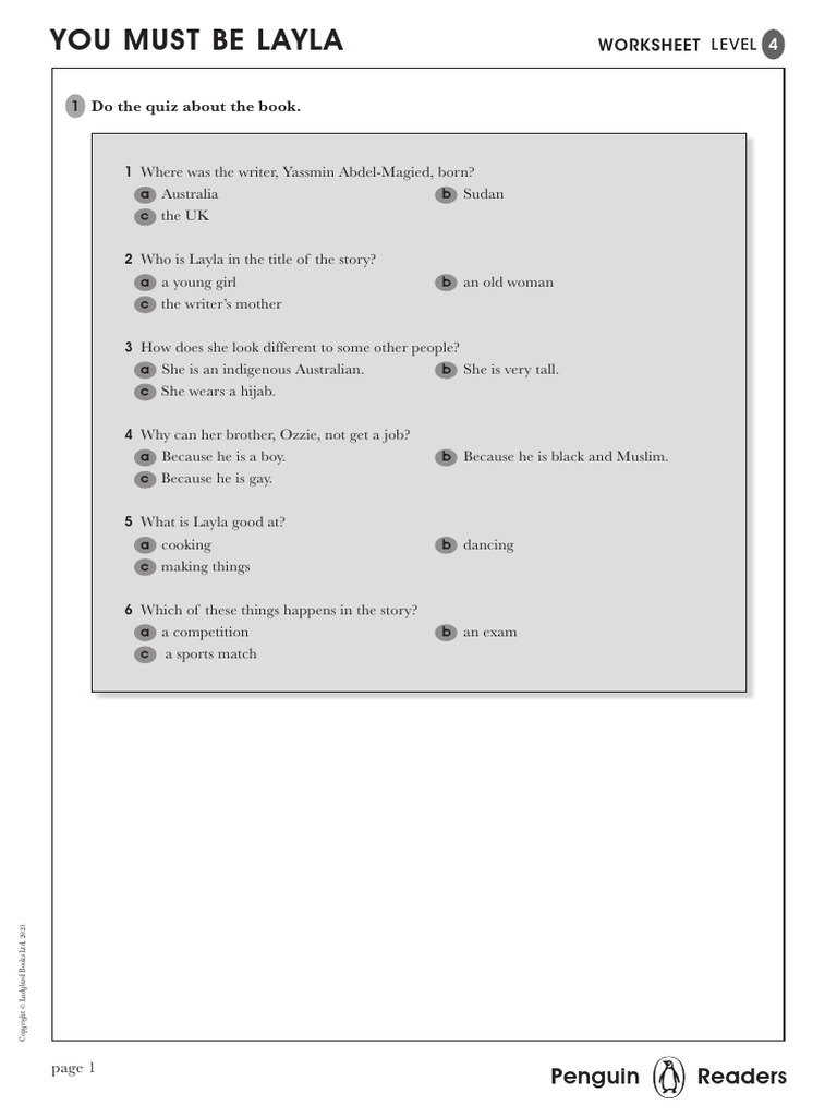 You Must Be Layla: Quiz & Activities | PDF