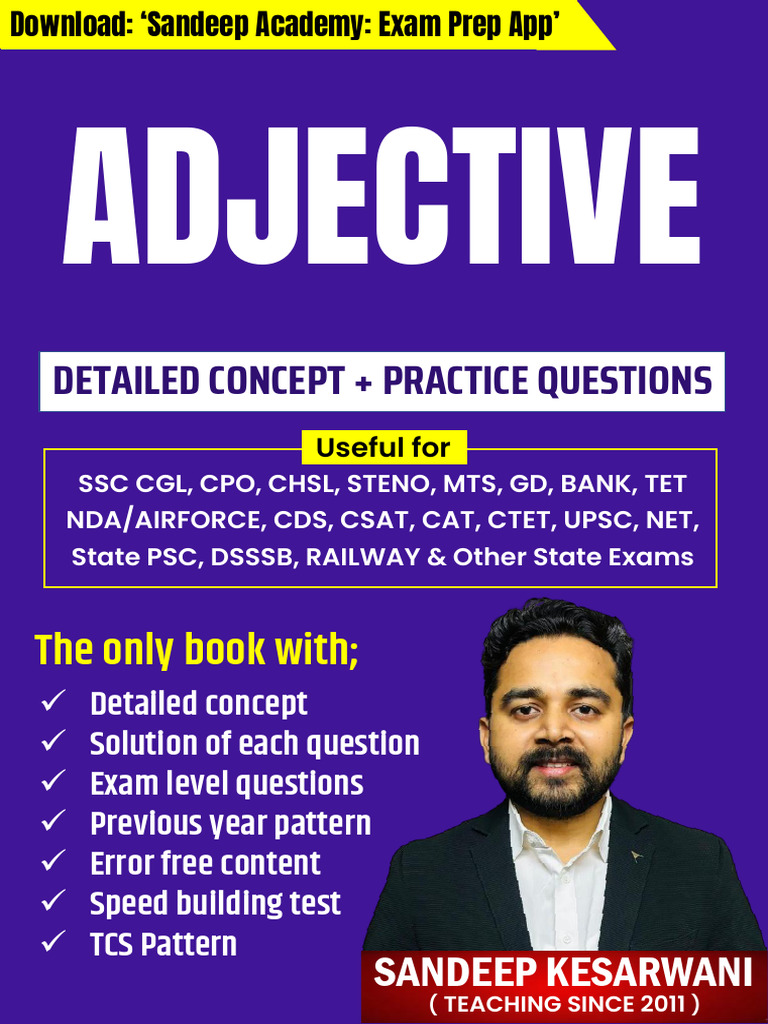 Adjective Concept + Practice Questions by Sandeep Kesarwani Sir | PDF ...