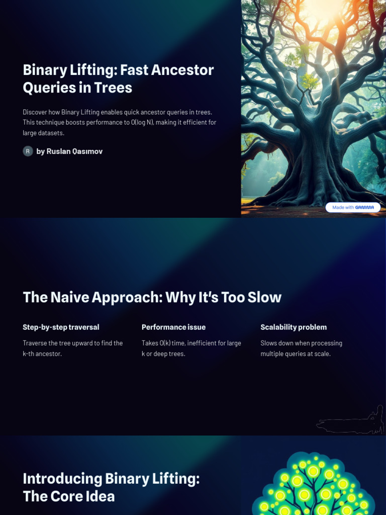 Binary Lifting Fast Ancestor Queries in Trees | PDF | Time Complexity | Computer Programming