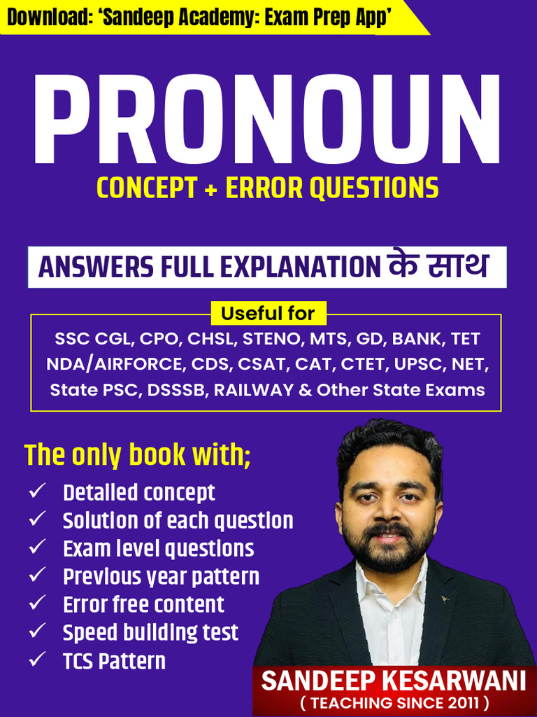 50 Rules of Pronoun With 300 Practice Questions English by Sandeep | PDF | Grammatical Number ...