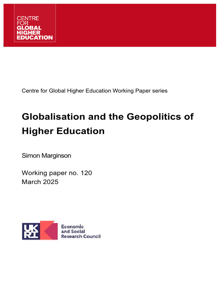 Globalisation and The Geopolitics of Higher Education | PDF | World Systems Theory | Globalization