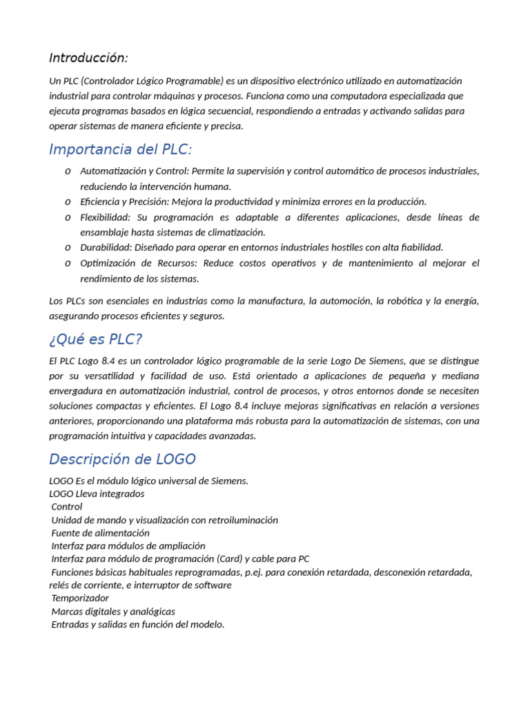 Introducción Manual PLC | PDF | Controlador lógico programable | Automatización