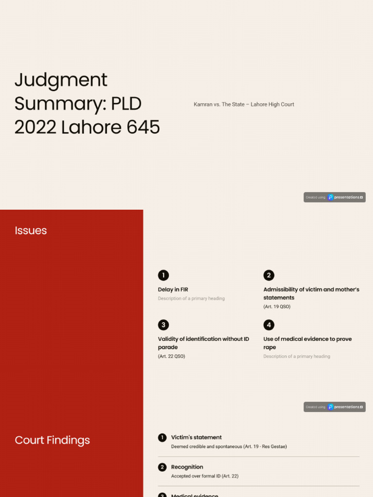Judgment Summary - Kamran vs. The State | PDF