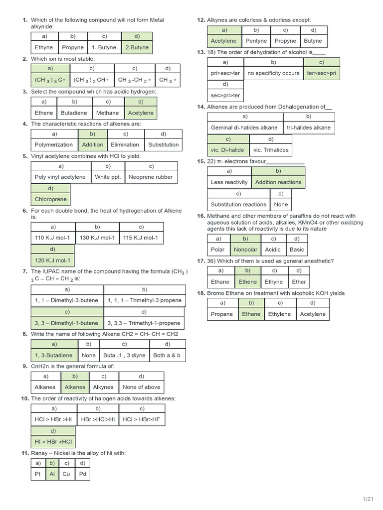 2nd Year Chemistry Test Session 2024-2025 Objectives | PDF | Aldehyde ...