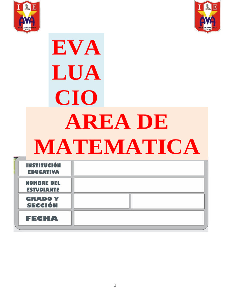 RF - Prueba de Matematica 15 Mayo 6to Grado - Inicio 2025 | PDF