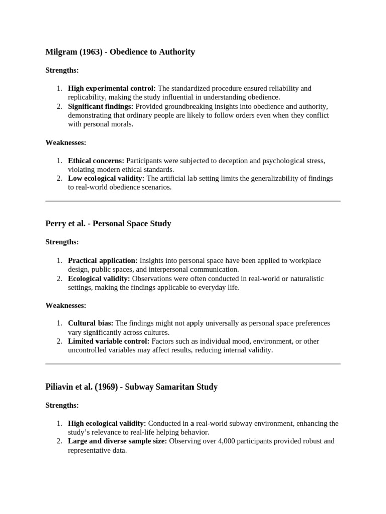 Milgram Study: Strengths and Weaknesses | PDF