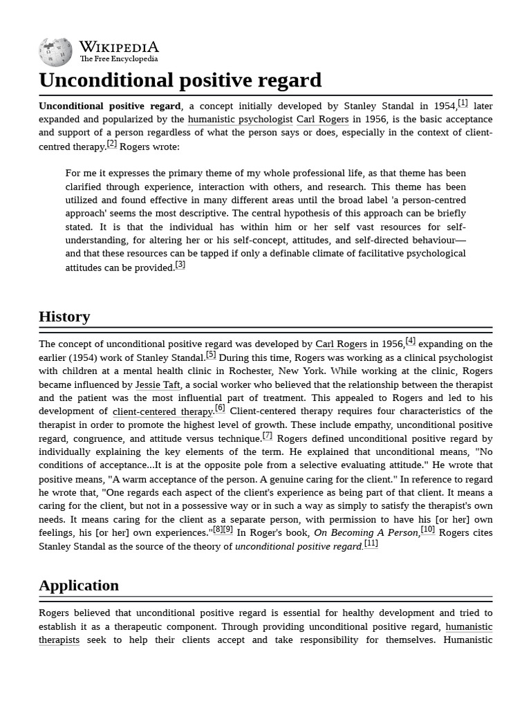 Unconditional Positive Regard | PDF | Psychology | Psychological Concepts