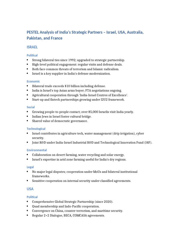 India Foreign Policy PESTEL Assignment | PDF | Israel | World Politics