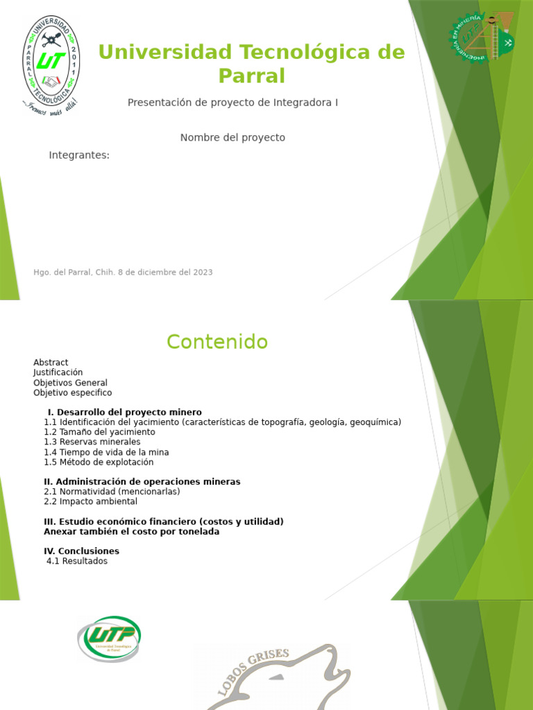 Presentacion Base Proyecto Integradora I Mineria | PDF