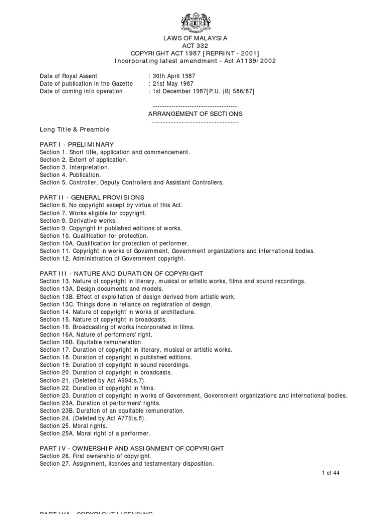 Copyright Act 1987 | PDF