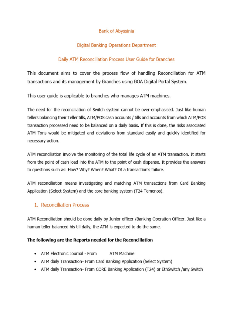 Daily Reconciliation User Guide | PDF | Automated Teller Machine | Banks