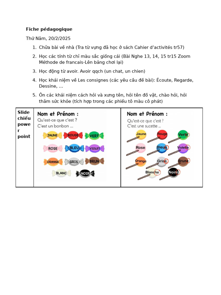 Fiche pédagogique_Zoom 1_Lecon 5_FLE_pour les enfants | PDF
