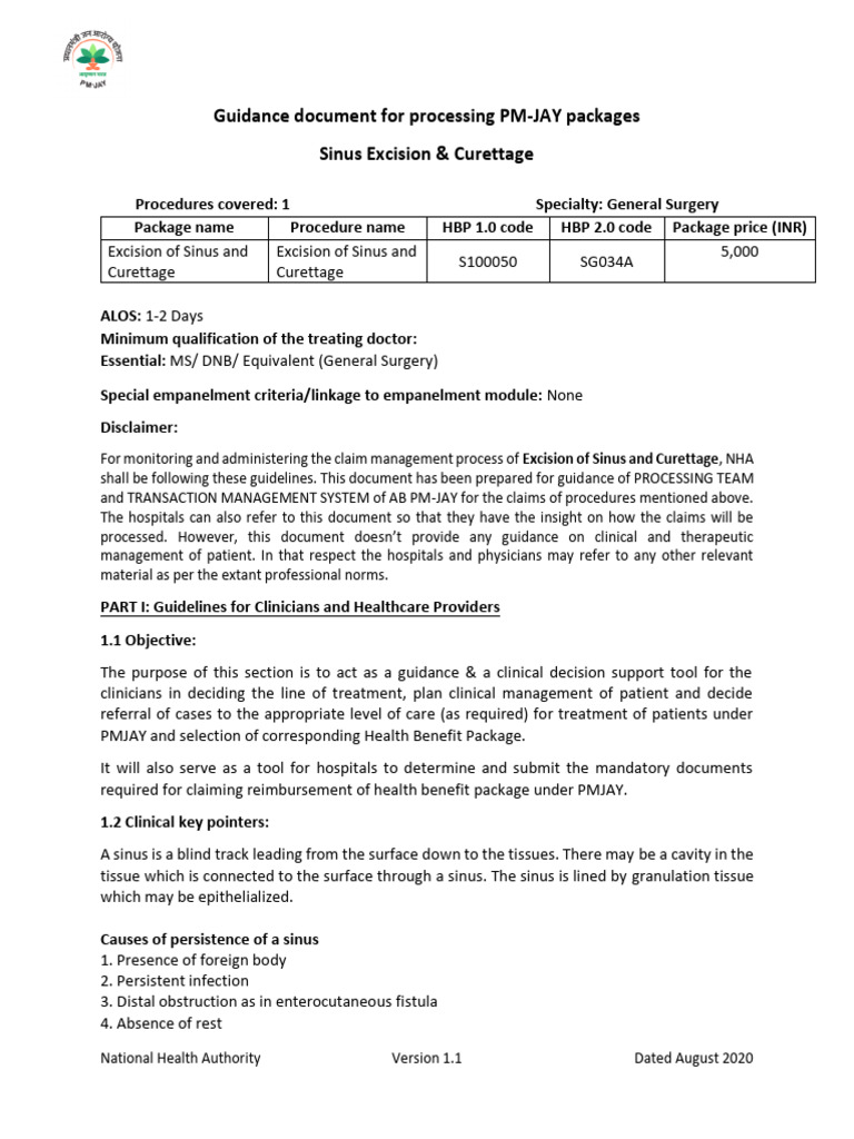Sinus Excision & Curettage - PPD - CPD | PDF | Surgery | Hospital