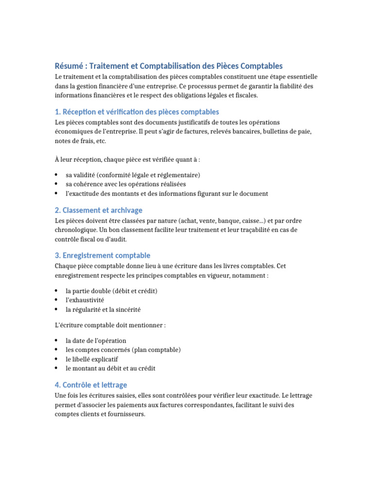 Traitement des Pièces Comptables | PDF