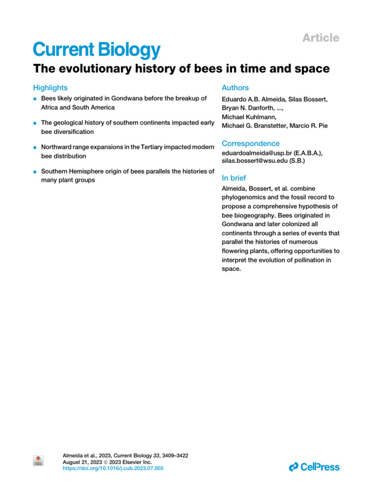 The Evolutionary History of Bees in Time and Space | PDF | Bees ...