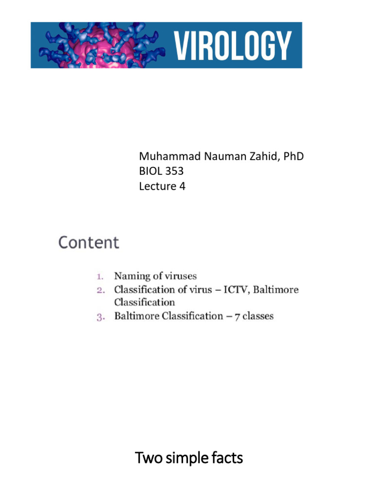 4 - Virology Lect Classification | PDF | Virus | Biology