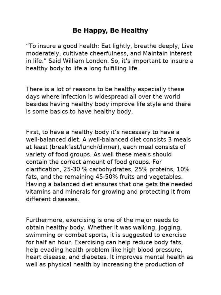 Happy Life, Happy Health Article | PDF