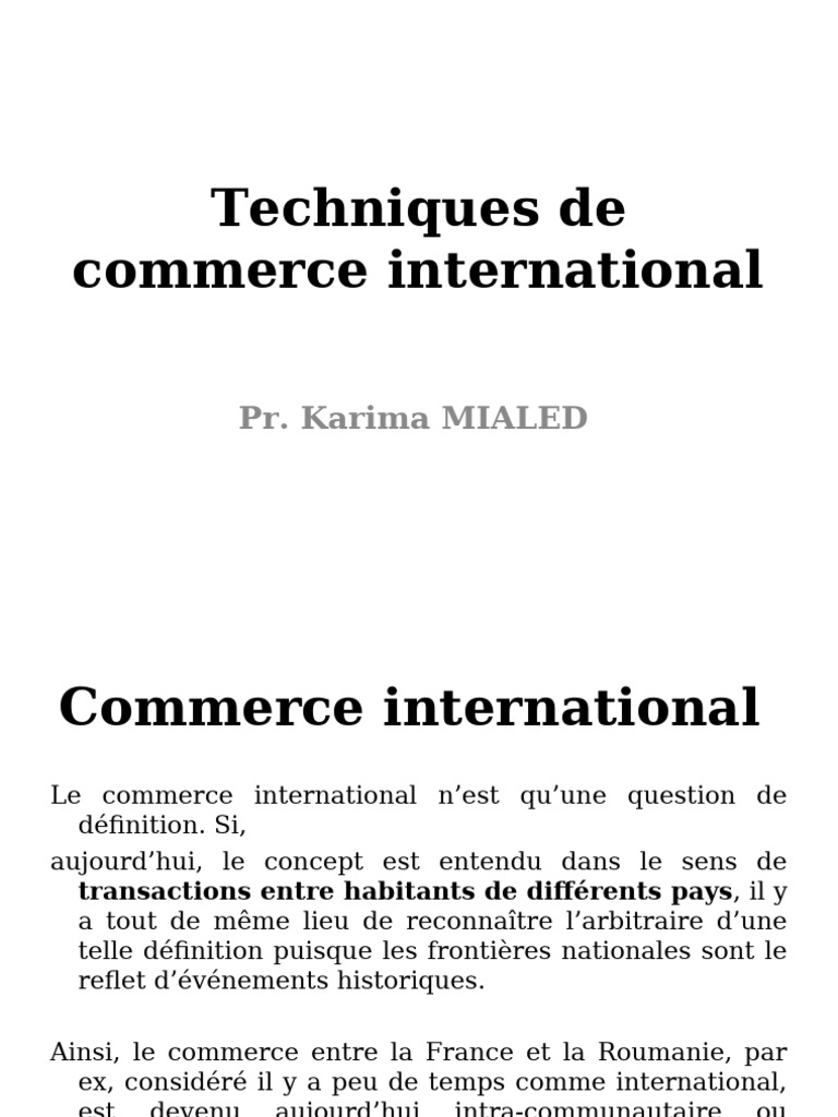 Techniques de Commerce International Partie 1 | PDF | Lettre de crédit | Effet de commerce