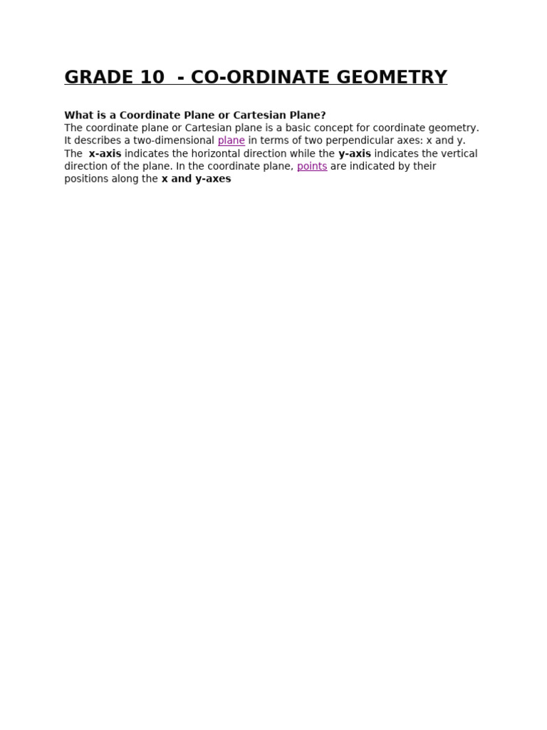 Understanding the Cartesian Plane | PDF