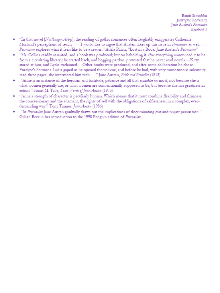 Analyzing Persuasion by Jane Austen | PDF