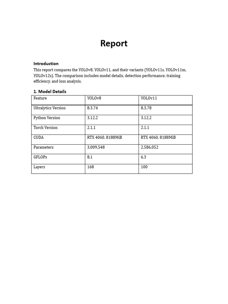 YOLOv11 Performance Comparison Report | PDF | Vehicle Technology ...