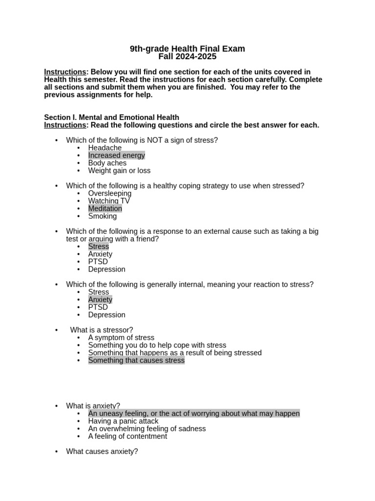 Health Final Exam REVIEW | PDF | Eating Disorder | Anorexia Nervosa