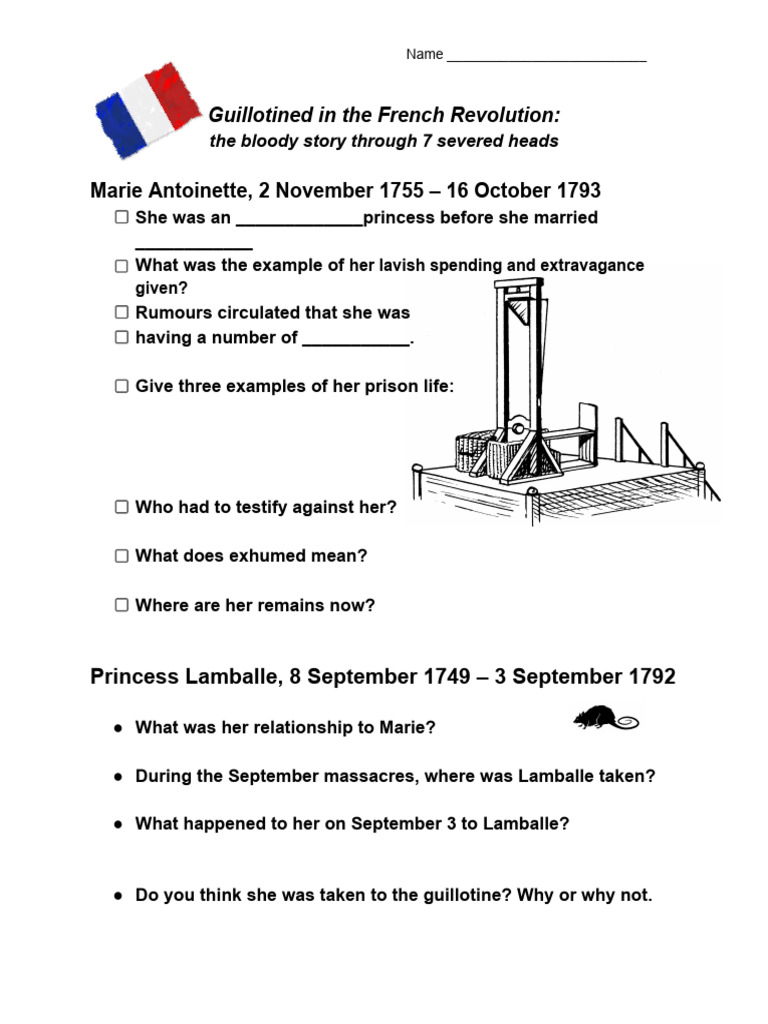 Guillotine Article Questions | PDF | Maximilien Robespierre | Wars Of ...