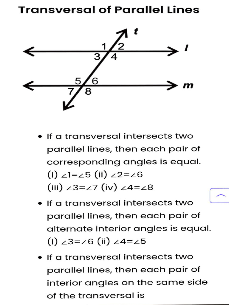 Properties of Transversals and Parallel Lines | PDF