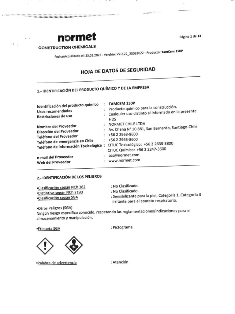 HDS Tamcem 150P | PDF