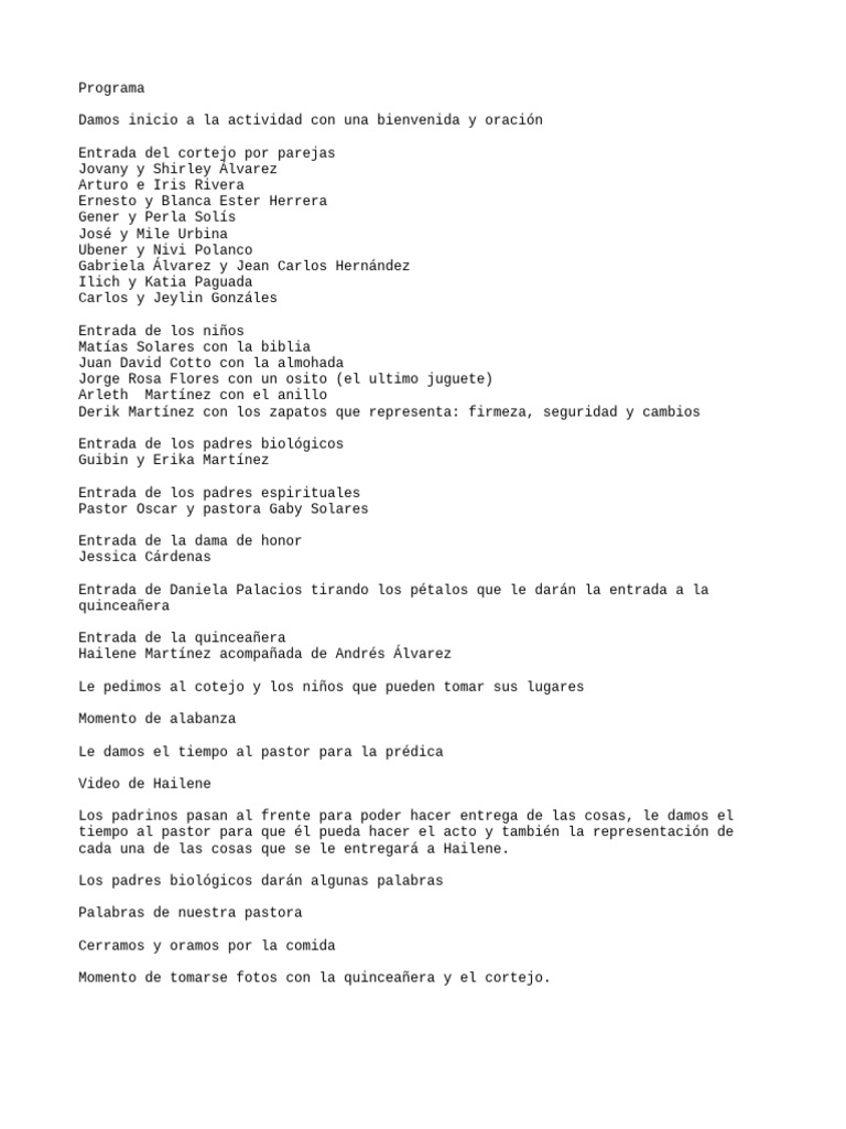 Programa de 15 Años | PDF