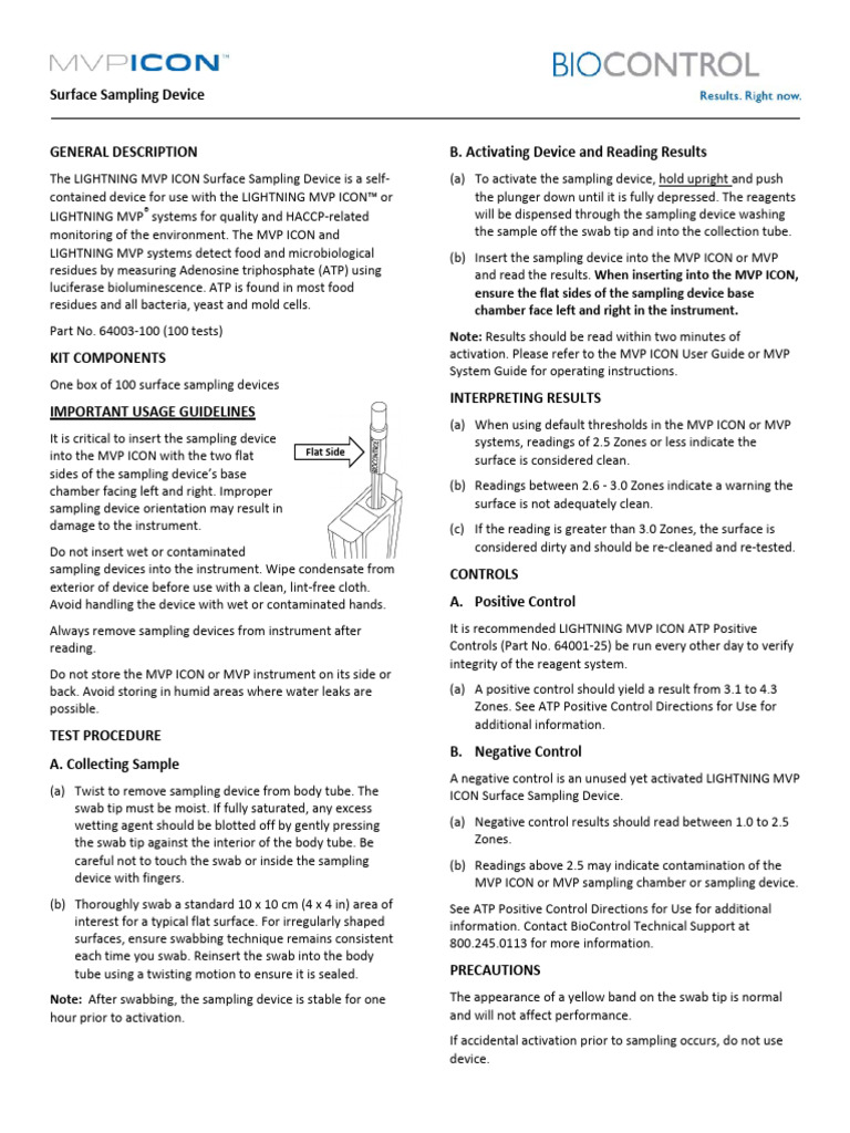 MVP ICON Surface Sampling Device Guide | PDF