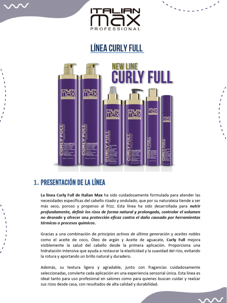 Línea Curly Full: Cuidado para Rizos Perfectos | PDF | Petróleo | Pelo