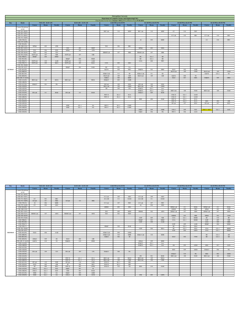 Class Routine CSE (DAY) Summer2025 EF-07-05-25 | PDF | Computing | Mathematics
