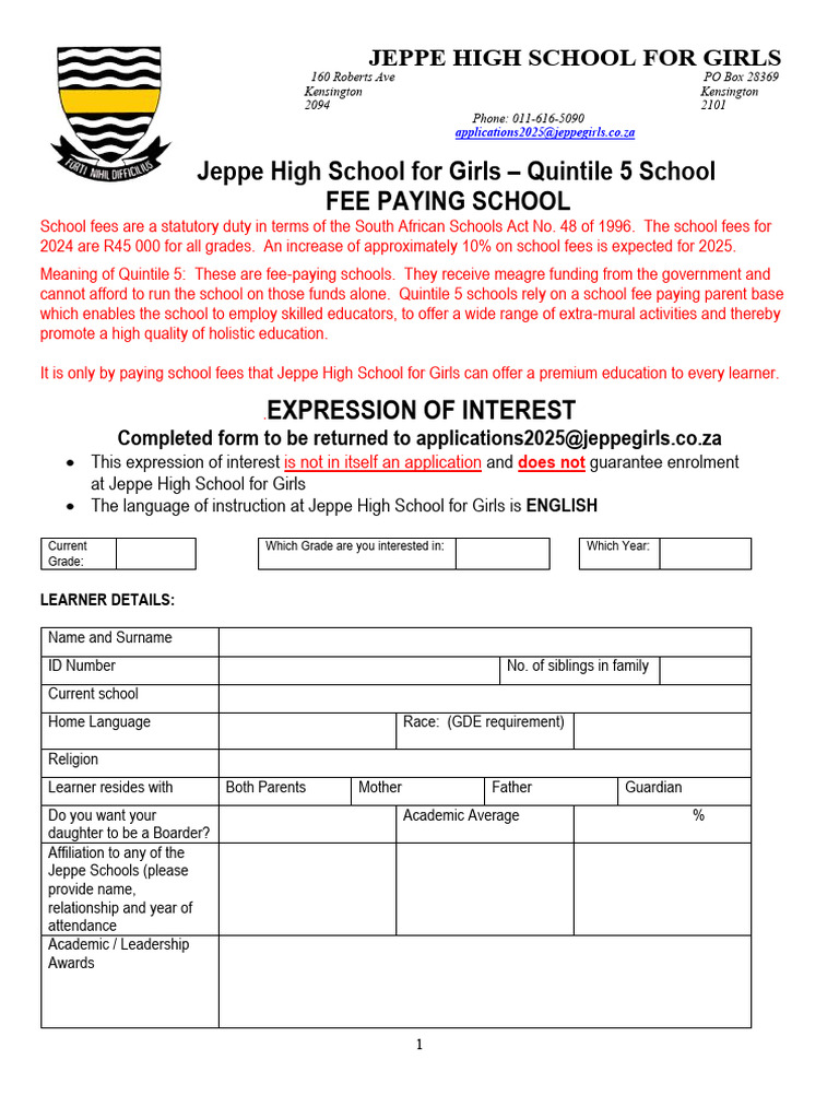 2025 Expression of Interest | PDF | Curriculum