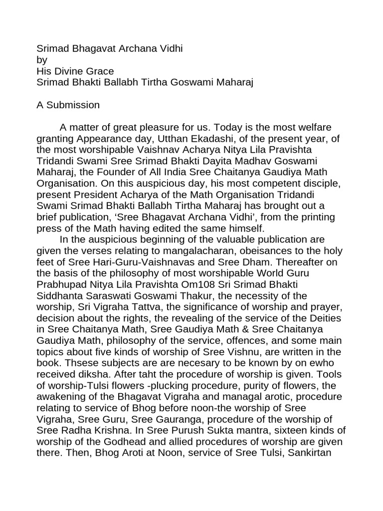 Srimad Bhagavat Archana Vidhi | PDF | Vaishnavism | Indian Religions