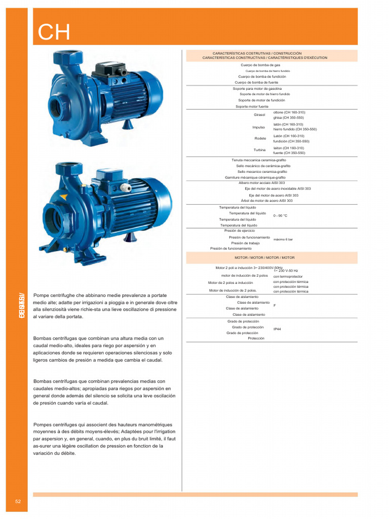 ficha tecnica bomba | PDF | Motores | Ingeniería mecánica