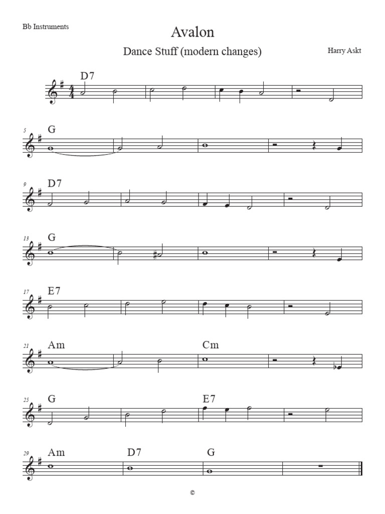 Avalon Sheet Music for Bb Instruments | PDF