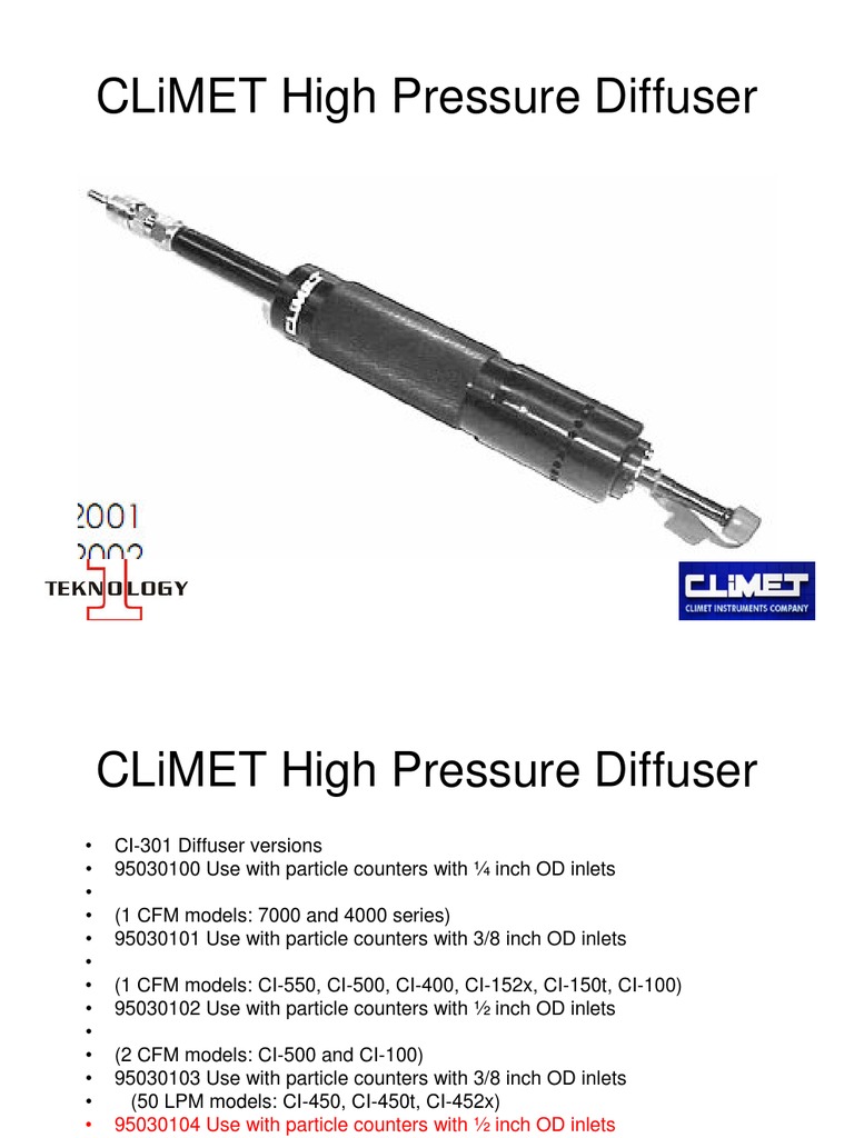 CLiMET High Pressure Diffusor | PDF