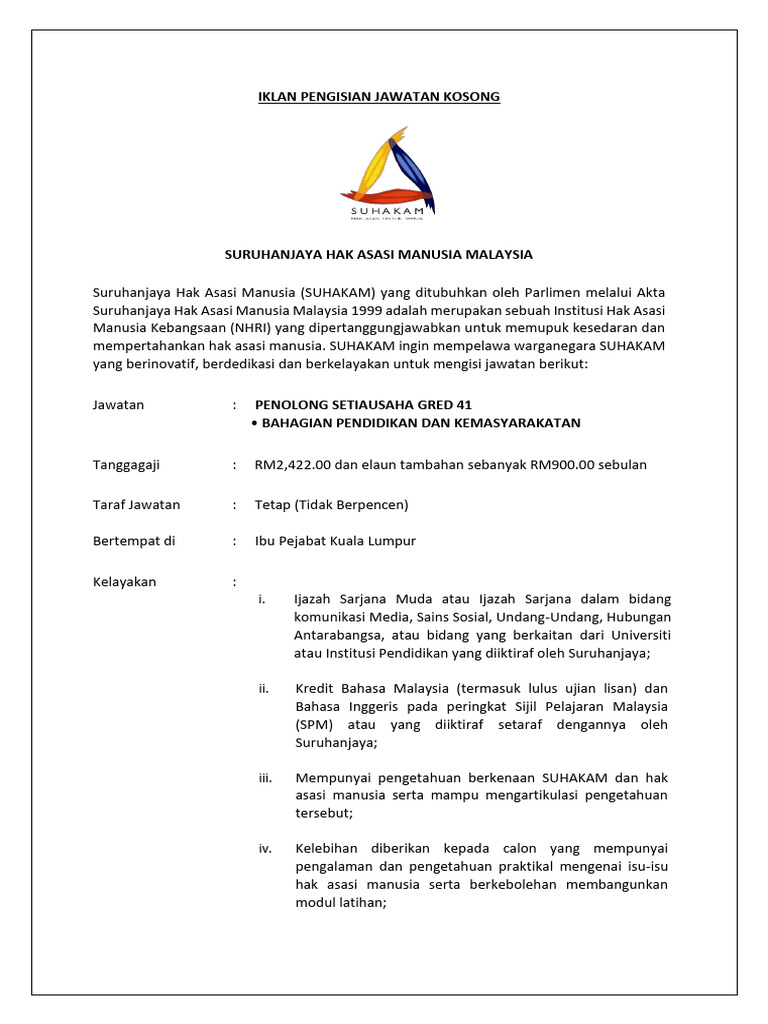 Iklan Jawatan Kosong - Eod | PDF