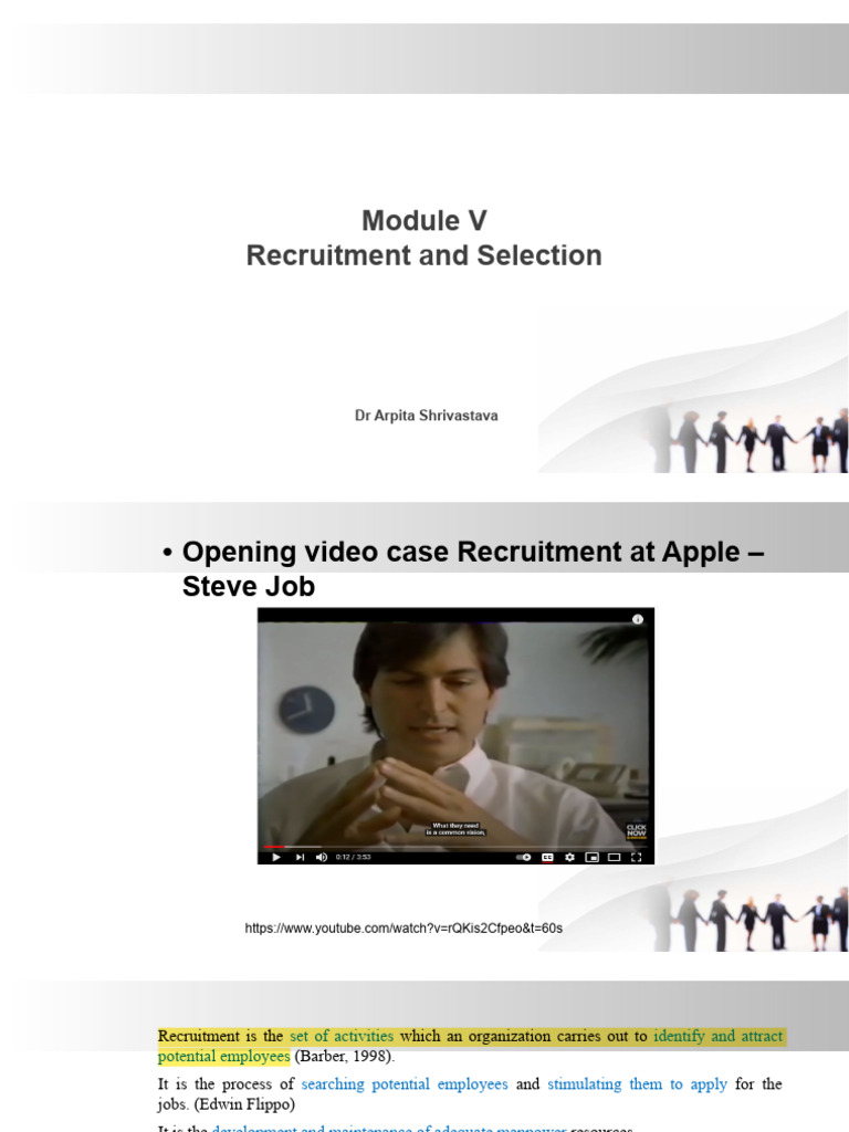 Module V - Recruitment and Selection | PDF | Recruitment | Skill