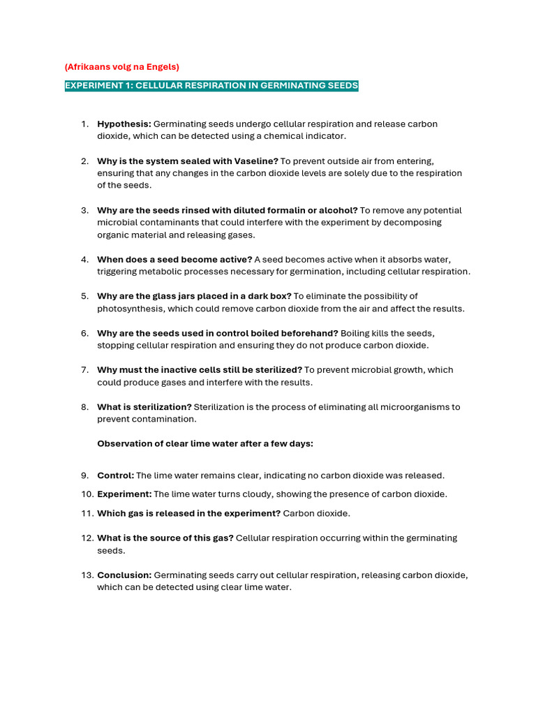 Experiments Gr.11 Cellular Respiration | PDF | Fermentation | Cellular ...