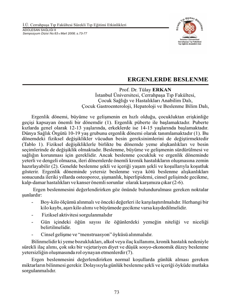 Ergen Beslenme Makale - 241215 - 114352 | PDF