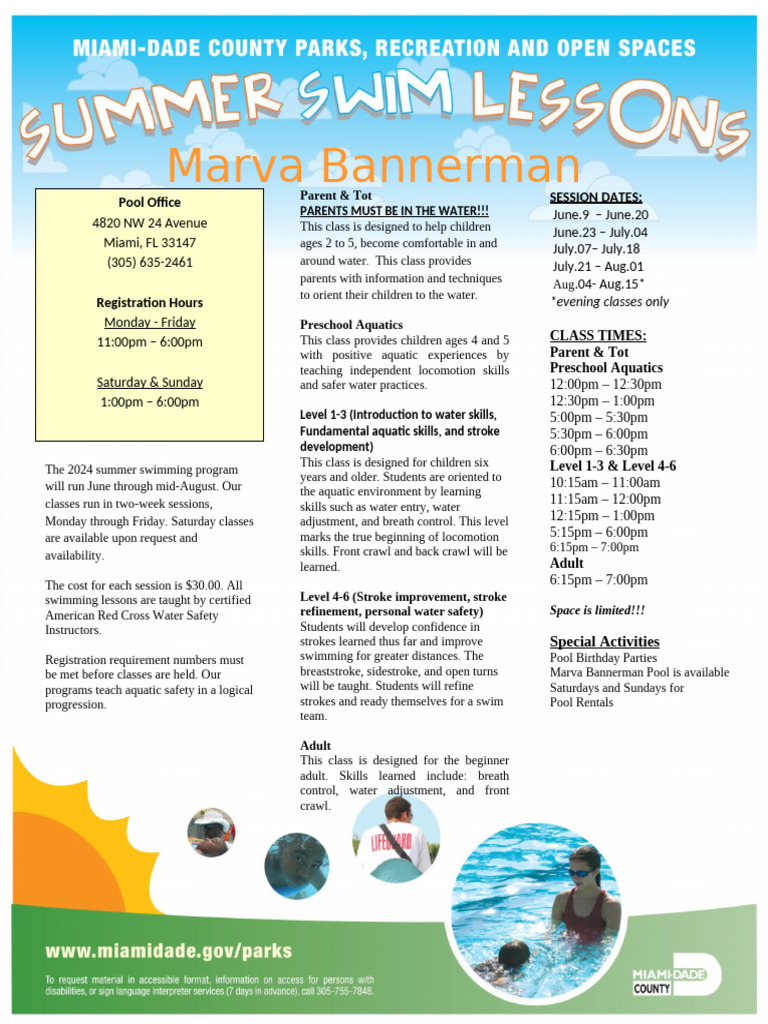 2025 Marva Y Bannerman Pool Learn To Swim Flyer | PDF | Swimming | Racing