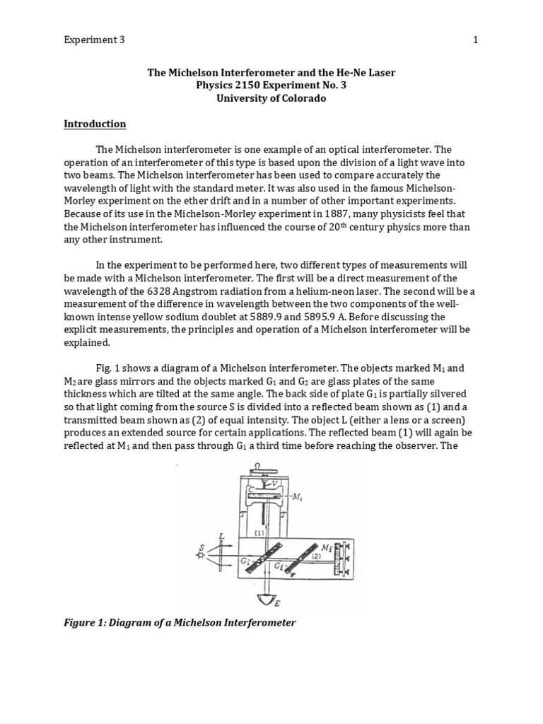 Michelson Interferometer | PDF | Interferometry | Physical Phenomena